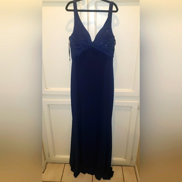JS Boutique | Dresses | Js Boutique Dark Blue Sequin Gown Size 8 | Poshmark